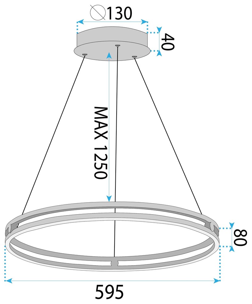 Toolight Toolight, LED závěsné svítidlo 60cm, 76W, 3000K, LHJ015-CP, zlatá, OSW-60009