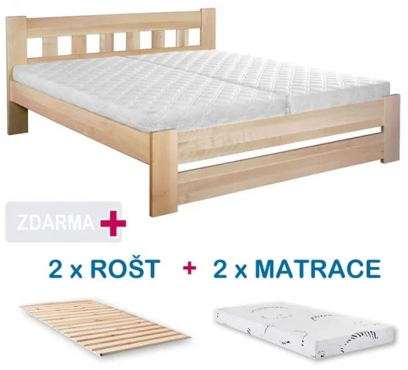 Manželská postel BARA s roštem a matrací ZDARMA 180x200, masiv buk GR design