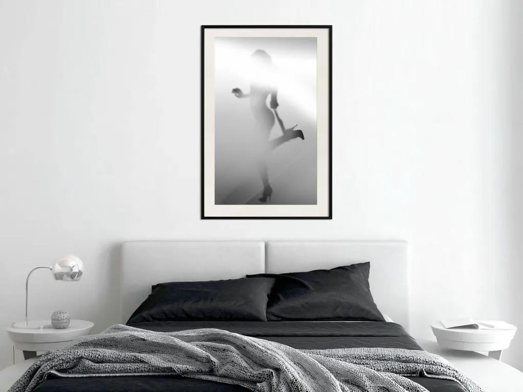 Plakát Romantická touha - černo-bílá smyslná kompozice s ženou