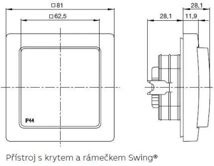 ABB Swing (L) zásuvka IP44 jasně bílá 5518G-A02989 B1 s průhledným víčkem