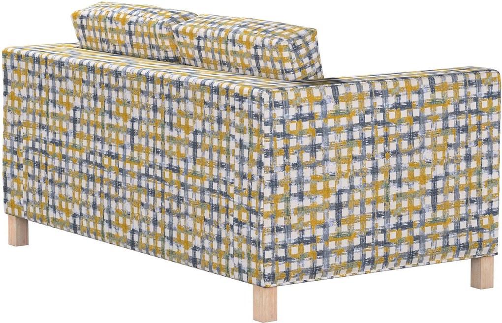 Potah na pohovku IKEA Karlanda 2-místná, krátký barva modrá látka pletený vzor, vzorované