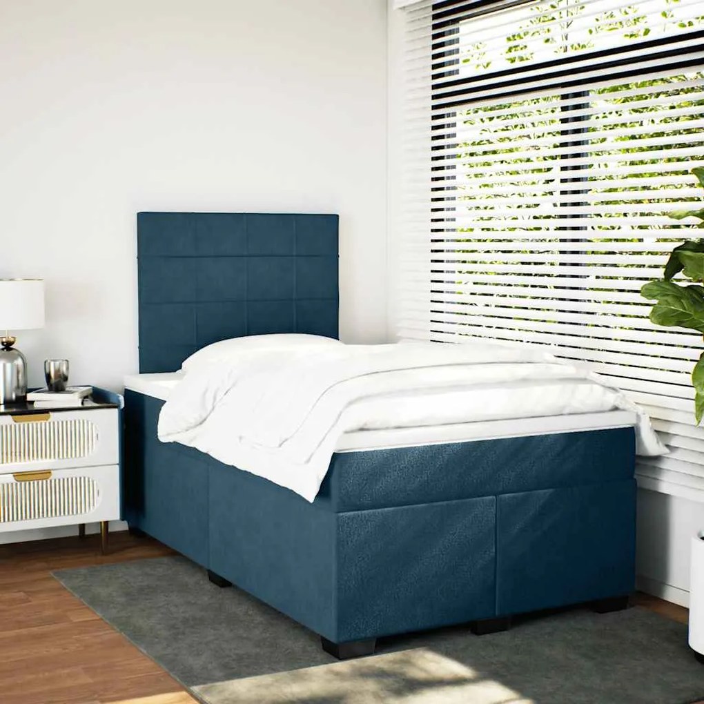Box spring postel s matrací modrá 120 x 190 cm samet 3293162