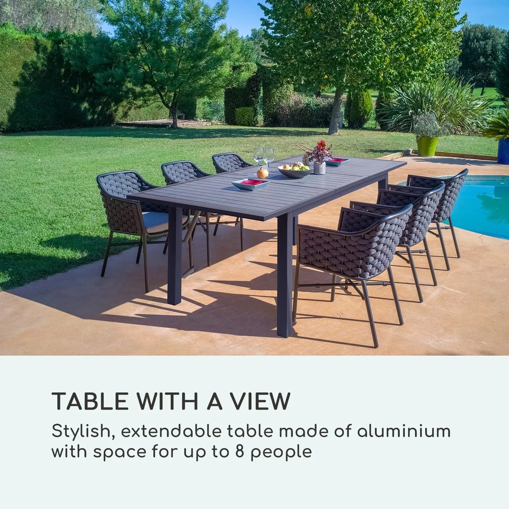 Toledo, zahradní stůl, 213x90cm, rozkládací, hliník, antracitový