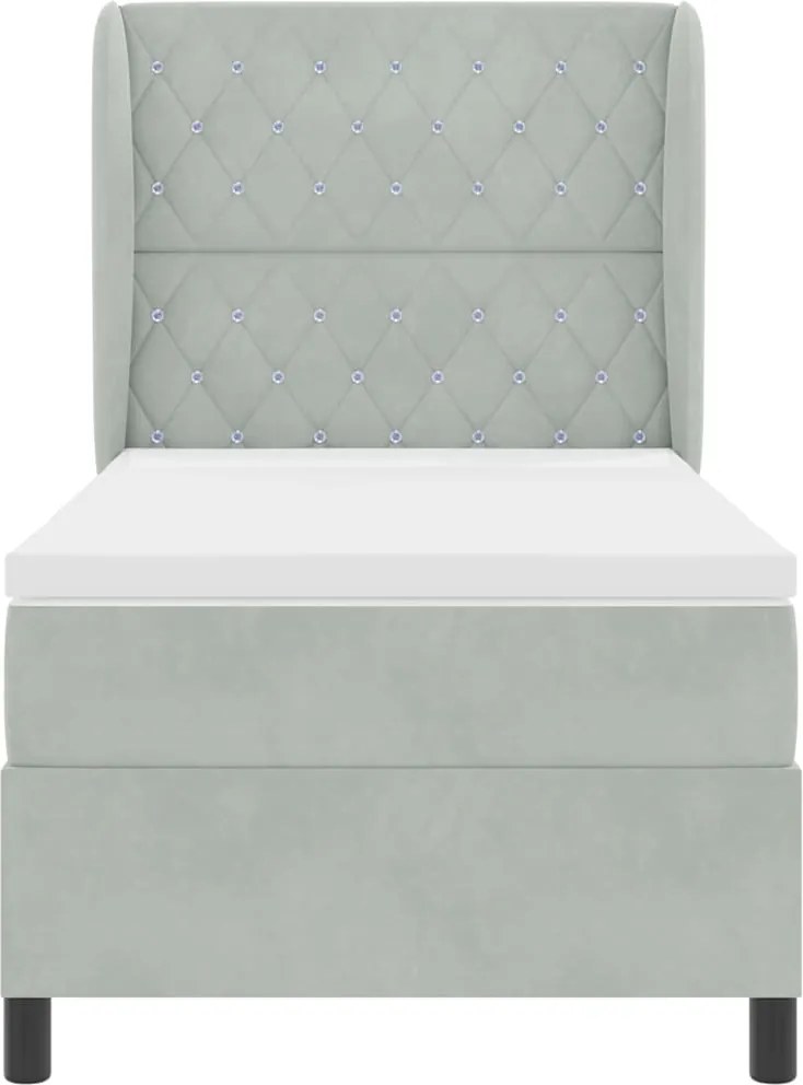 Postel s boxspringem s matrací Světle šedá 200 x 90 cm samet 3340856