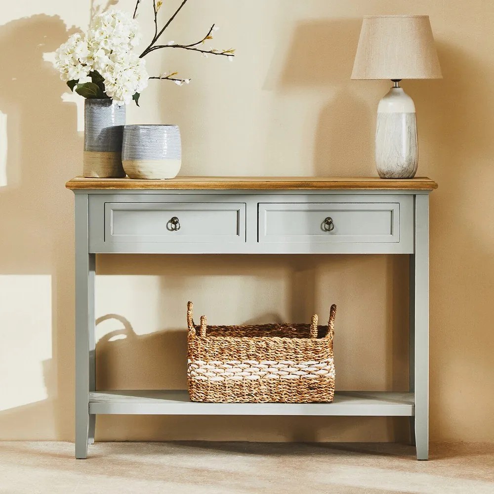 Šedý konzolový stolek z masivu pavlovnie 34,5x99 cm Henley – Premier Housewares