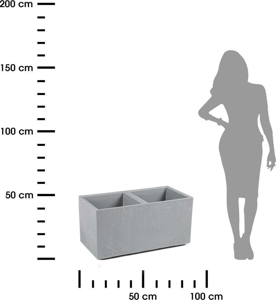 PLASTOVÝ KVĚTINÁČ NA KOLEČKÁCH BETONIQUE 39X39X78 CM IMITACE BETONU ŠEDÁ