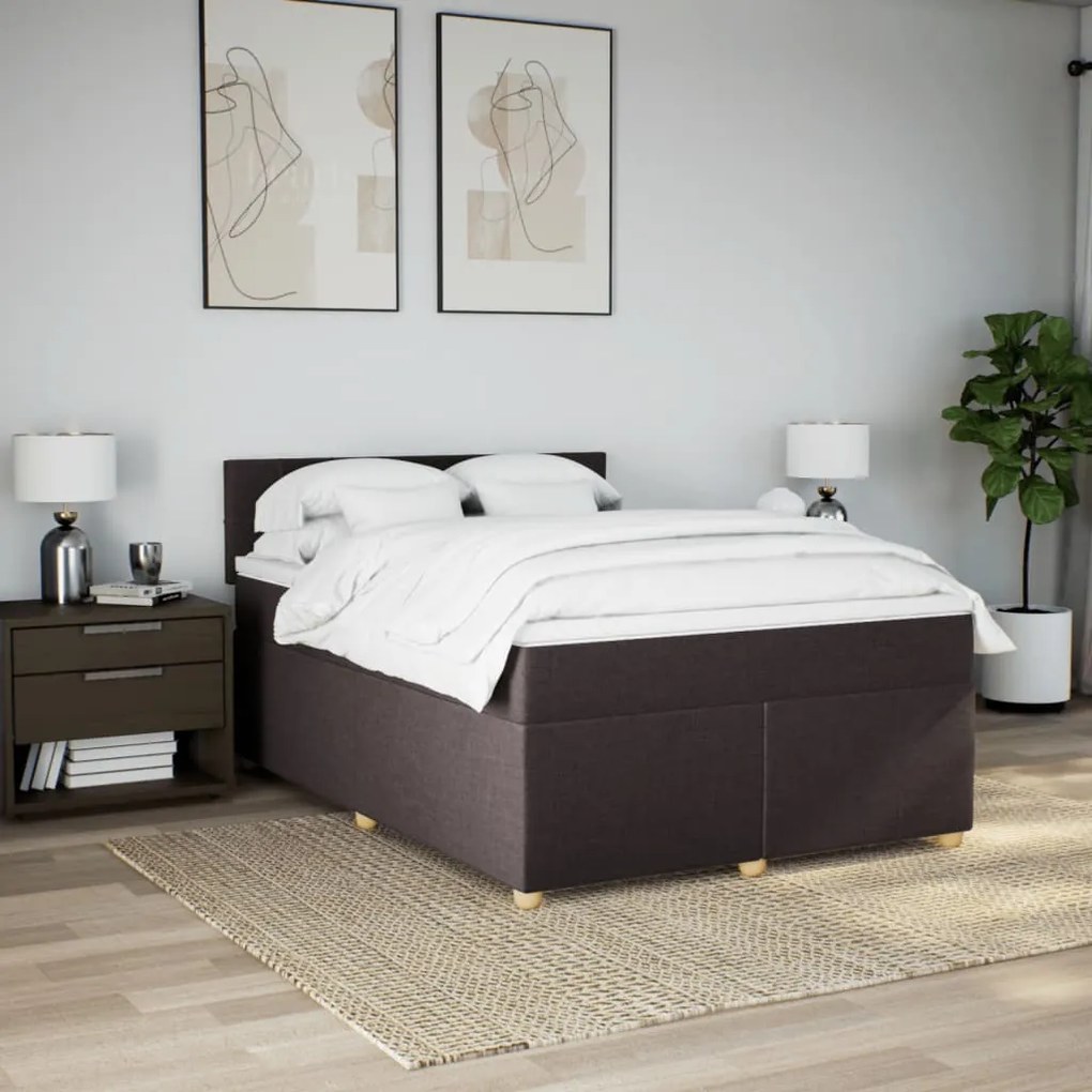 Box spring postel s matrací tmavě hnědá 140x200 cm textil 3289006