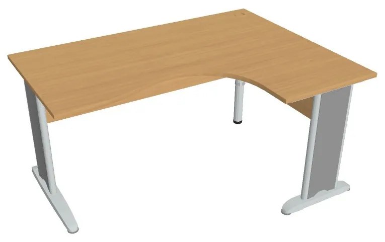 HOBIS Rohový ergonomický kancelářský psací stůl SELECT, kovové nohy, 1600 x 1200 mm, levý, buk