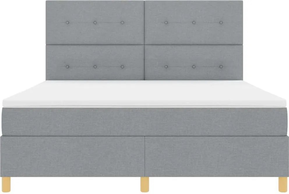 Postel s boxspringem s čelo Světle šedá 180 x 200 cm textil 3339637