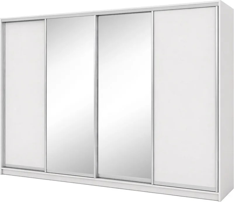 Skříň s posuvnými dveřmi 3000x2400x600 2LTD 2 zrcadla nymphea alba, profil stříbrný