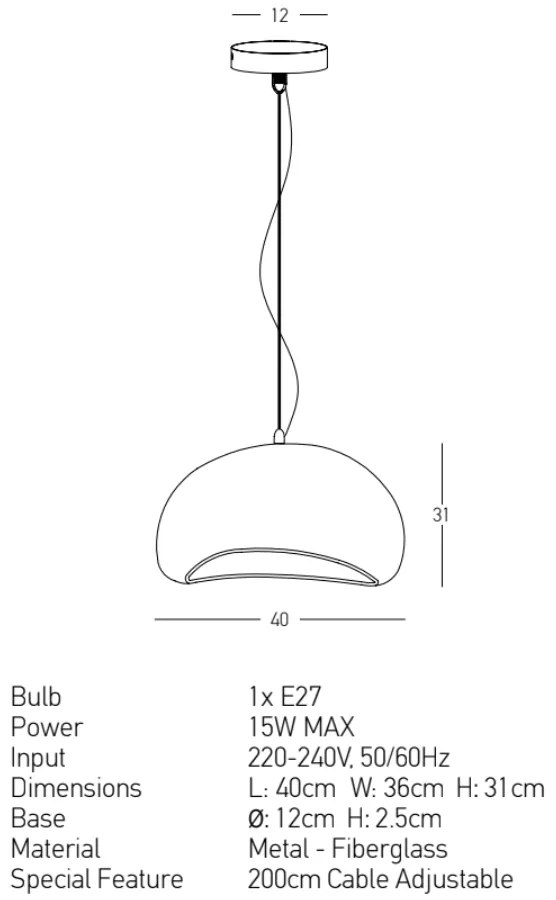 Designové závěsné svítidlo STONEX ⌀40cm