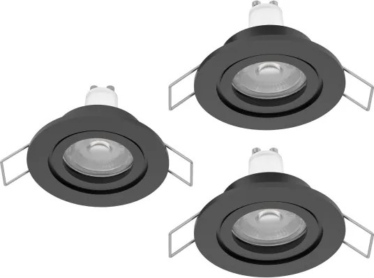 Eglo 902237 -SADA 3xLED Kou. podh. svítidlo BARRANCO 1xGU10/4,5W/230V IP44 černá