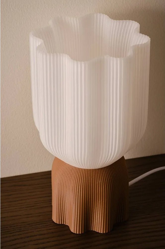 Bílá/hnědá plastová stolní lampa (výška 27 cm) Camier – Jotex