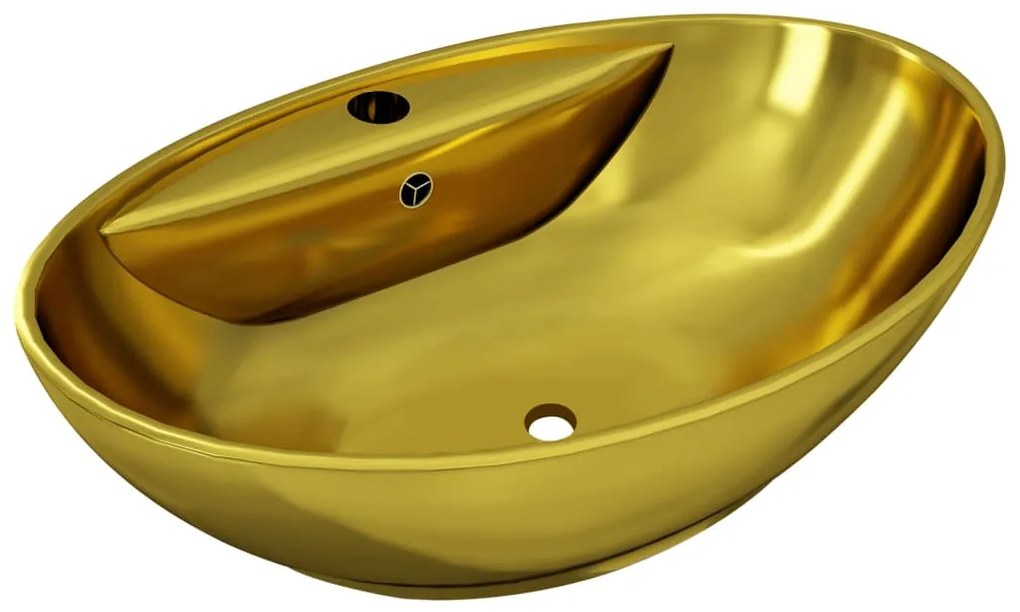 Umyvadlo s přepadem - keramika - zlaté | 58,5x39x21 cm