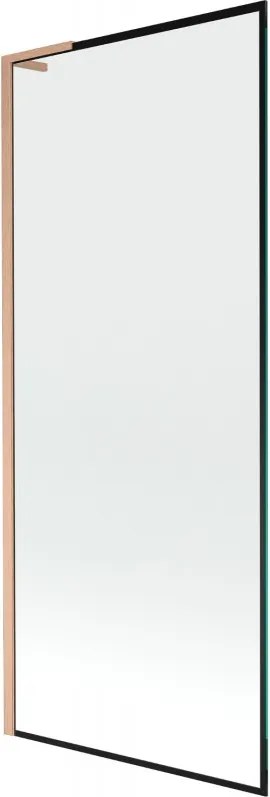 Mexen Next L, 1-křídlová vanová zástěna 80 x 150 cm, 6mm čiré sklo-černý vzor, měděný profil, 895-080-000-03-70-65