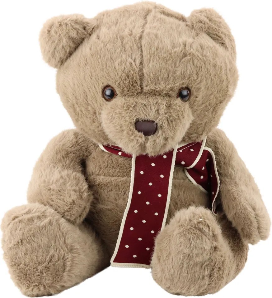 LEAN Toys Plyšový medvídek velký se šálou světle hnědý 45 cm