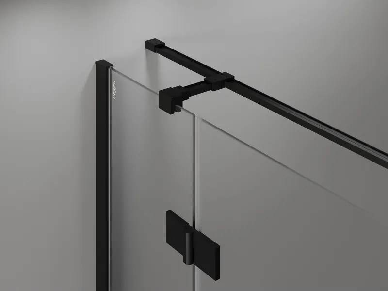Mexen Mist HT, sprchový kout s výklopnými dveřmi pravý 95 x 120 cm, čiré sklo, černý profil, 8A5T-095-120-70-00-P