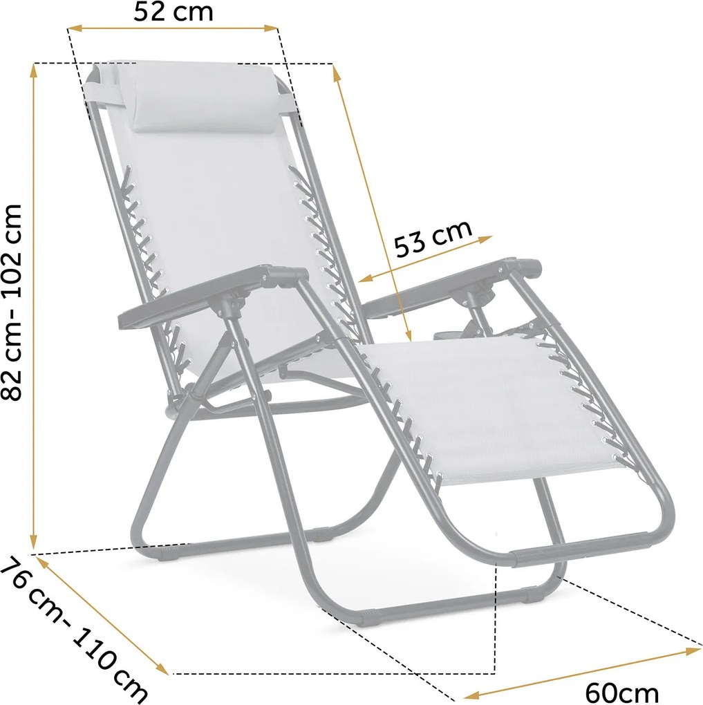 Skládací zahradní lehátko s polštářem Sofotel ChillWell, sada 2 kusy, šedé