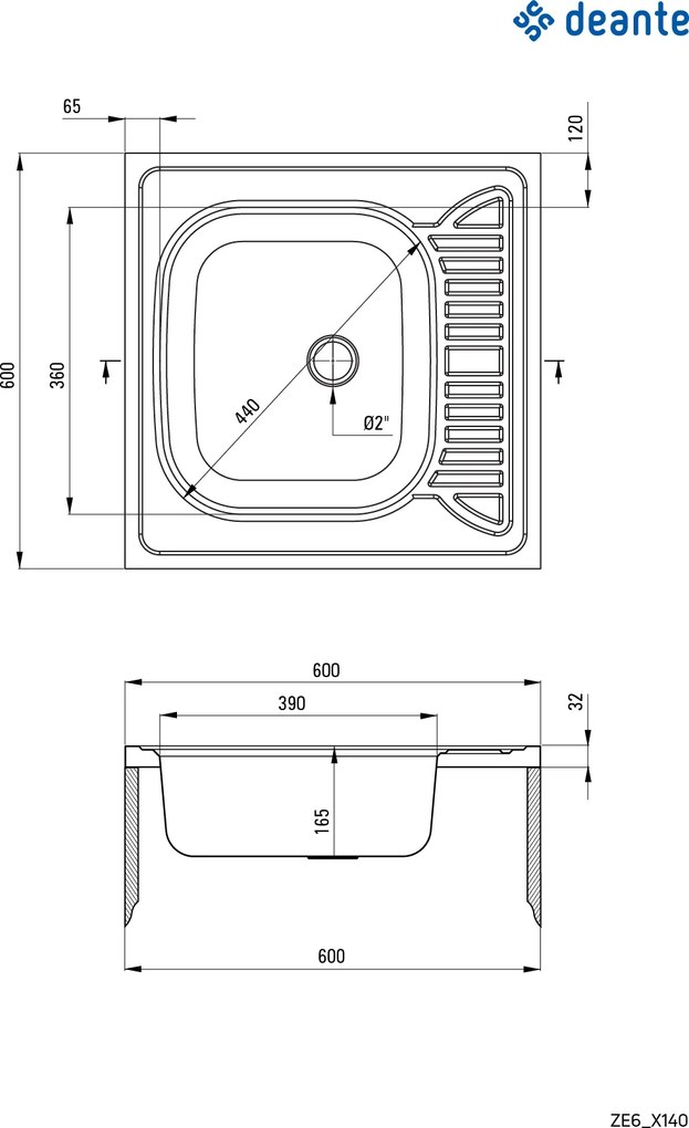 Deante Dřez Tango s odkapávačem, nerez - ZE6 0140