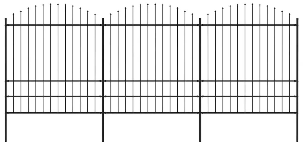 277750 vidaXL Zahradní plot s hroty ocel (1,75–2) x 5,1 m černý