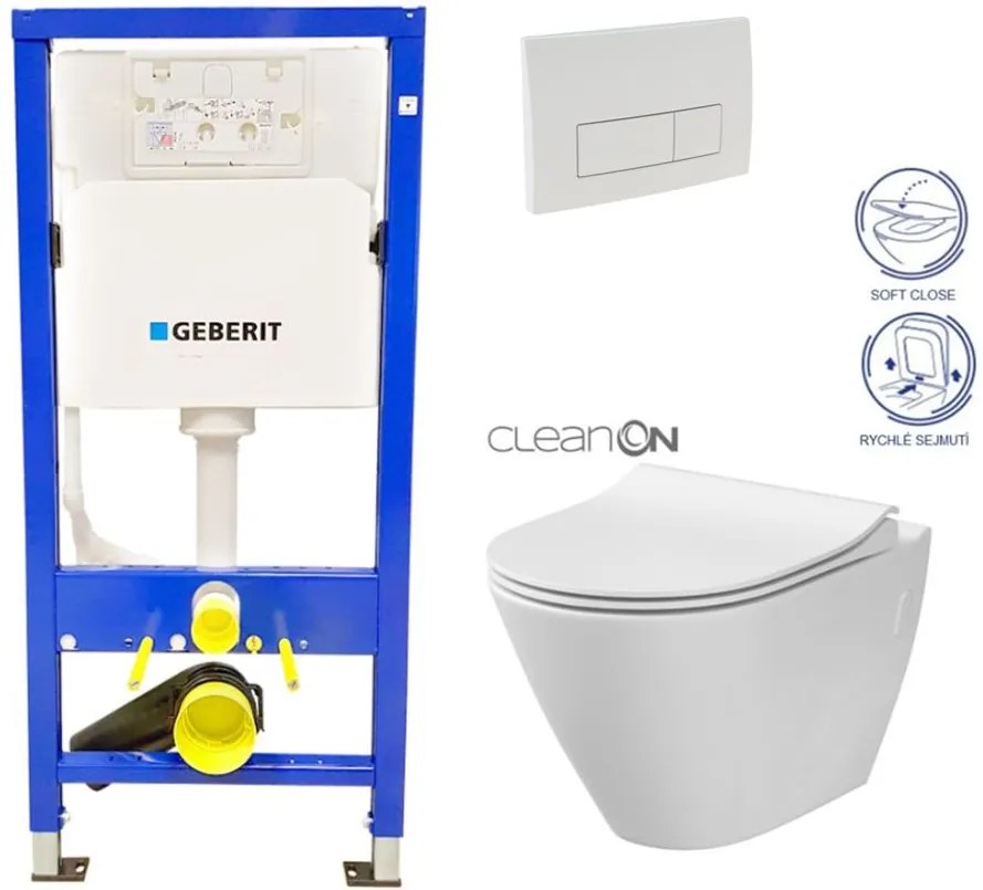 AKCE/SET/GEBERIT - SET Duofix Sada pro závěsné WC 458.103.00.1 + tlačítko DELTA51 BÍLÉ + WC CERSANIT CLEAN ON CITY + SEDÁTKO 458.103.00.1 51BI CI1