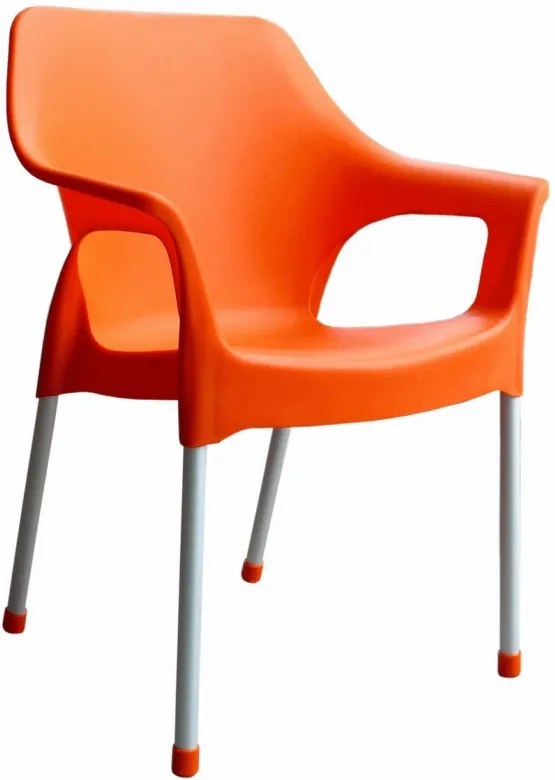 Mega Plast, plastová židle URBAN (AL nohy), 83,5 x 60 x 54 cm, stohovatelná, oranžová