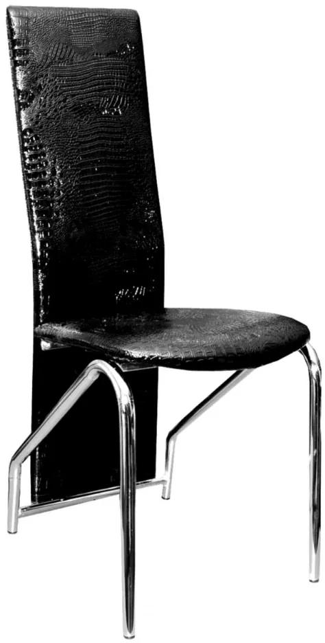 židle Falco F-131, koženka černá lesk / kov pochromovaný