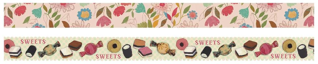 Maileg Designová samolepící páska Sweets/flower vzor kytičky, multi barva, papír