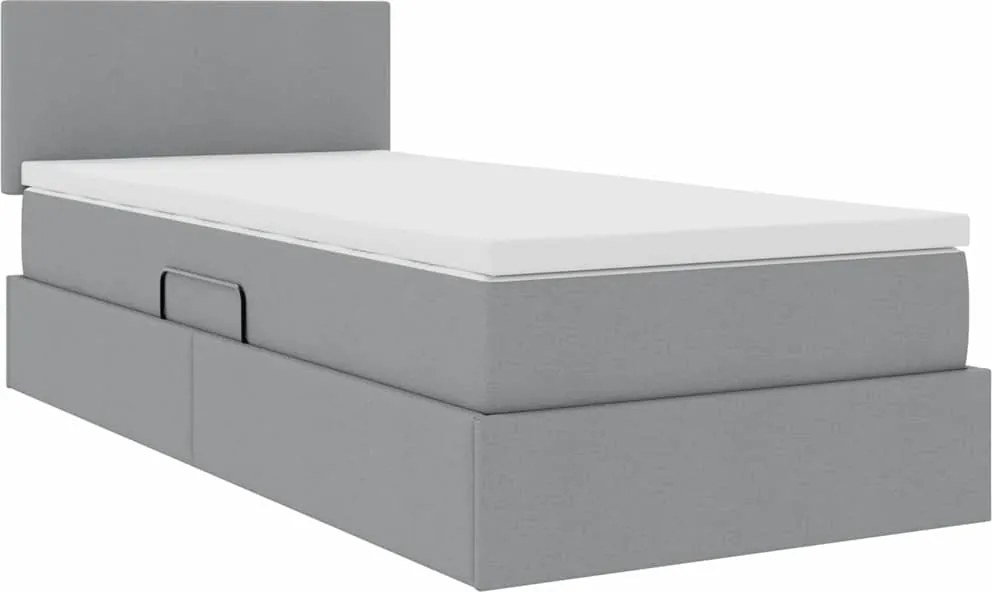 Postel s úložným prostorem a matrací Světle šedá 100 x 200 cm 3370425