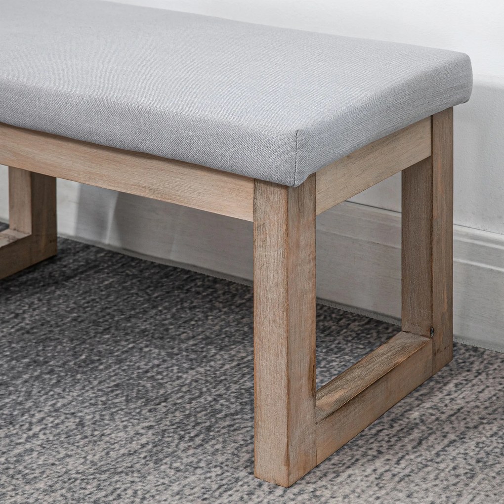 HOMCOM Taburet na nohy Čalouněný taburet s dřevěnými nohami 68x38x42 cm šedý Taburet do obývacího pokoje Ložnice Předsíňová lavice | Aosom.de