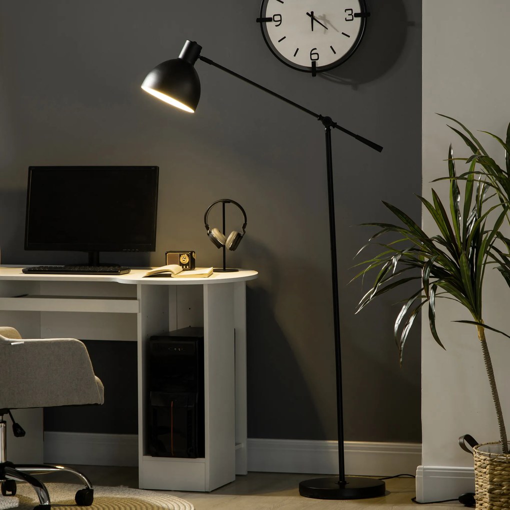 HOMCOM Stolní lampa v průmyslovém designu, výškově nastavitelná, nožní spínač; 30 m x 30 cm x 131 cm, černá