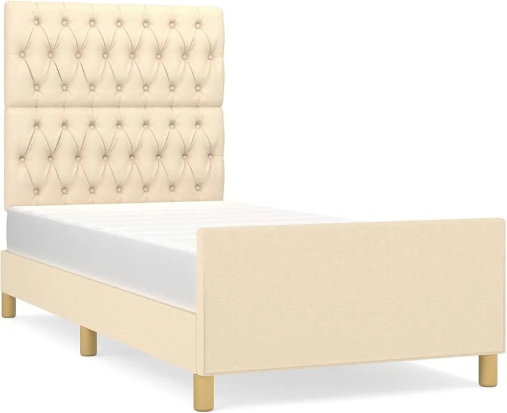 Rám postele bez matrací krémově 90x200 cm textil 3125273