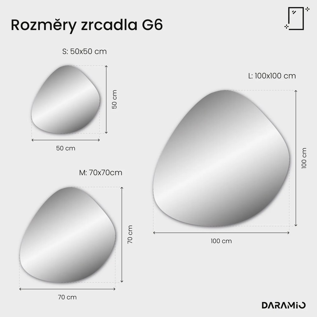 Zrcadlo do koupelny ve tvaru oblázku s LED osvětlením G6
