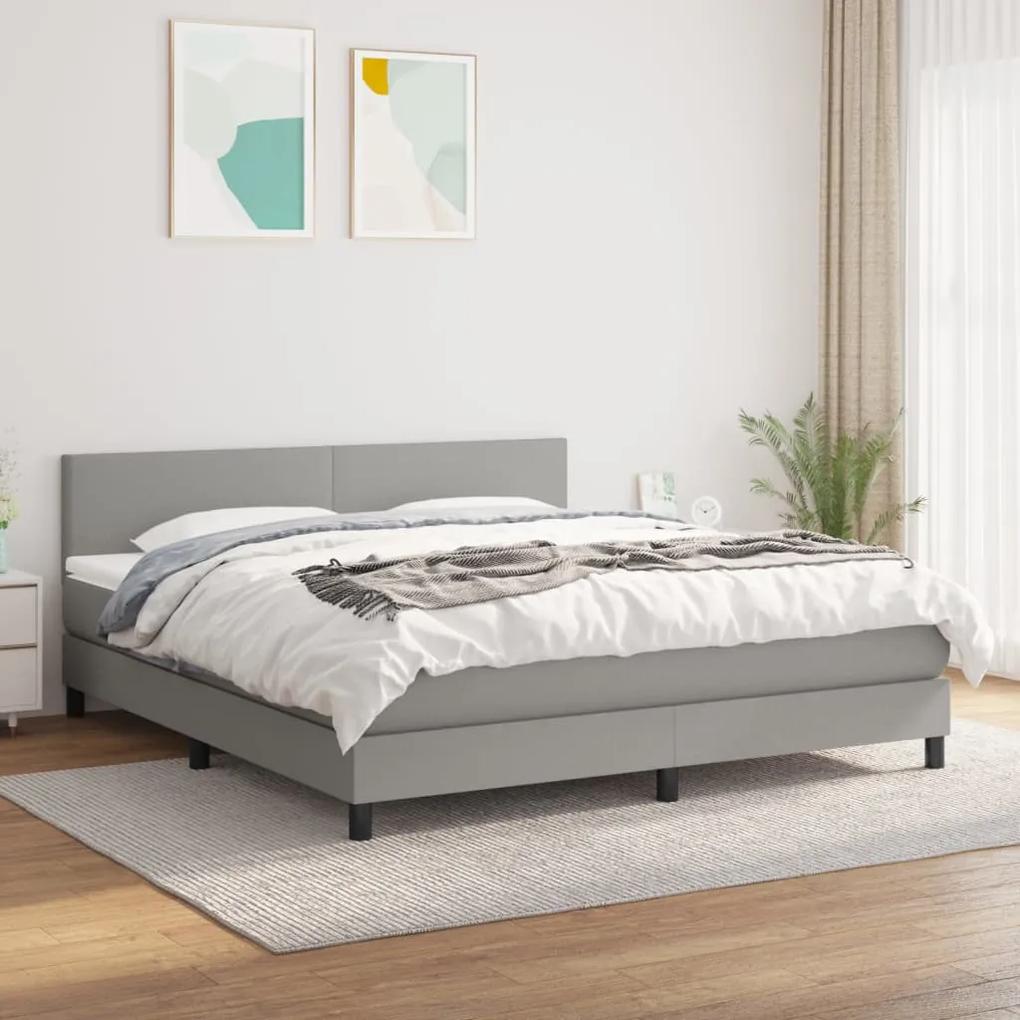 Box spring postel s matrací světle šedá 180 x 200 cm textil,  3139913