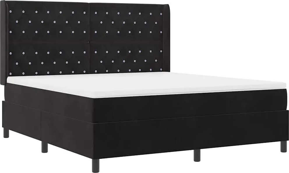 Postel s boxspringem s matrací s čelo Černá 180 x 200 cm samet 3341968