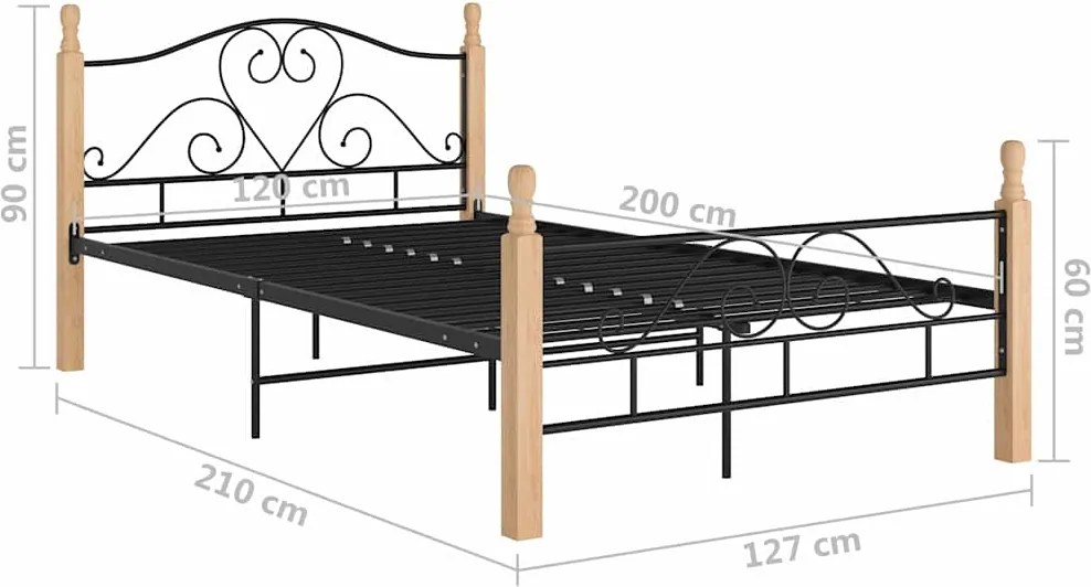 Rám postele černý kov 120 x 200 cm 324941