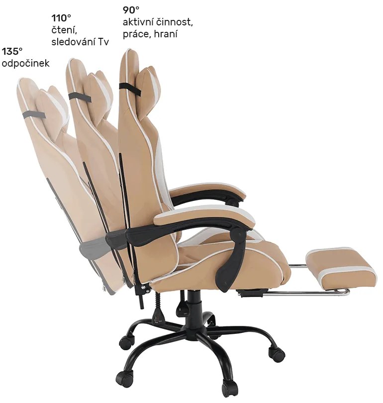 Kondela Kancelářské/herní křeslo, černá/bílá/béžová, OZGE 2 NEW