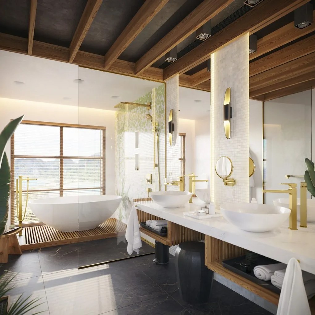 Hansgrohe AddStoris, kosmetické zrcadlo Ø 188 mm, leštěný vzhled zlata, HAN-41791990