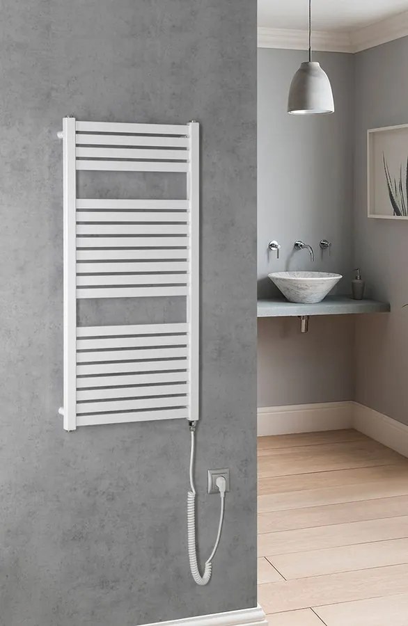 Aqualine Aqualine, TONDI-E elektrické topné těleso, rovné, 450x970 mm, 300 W, bílá, DE450T