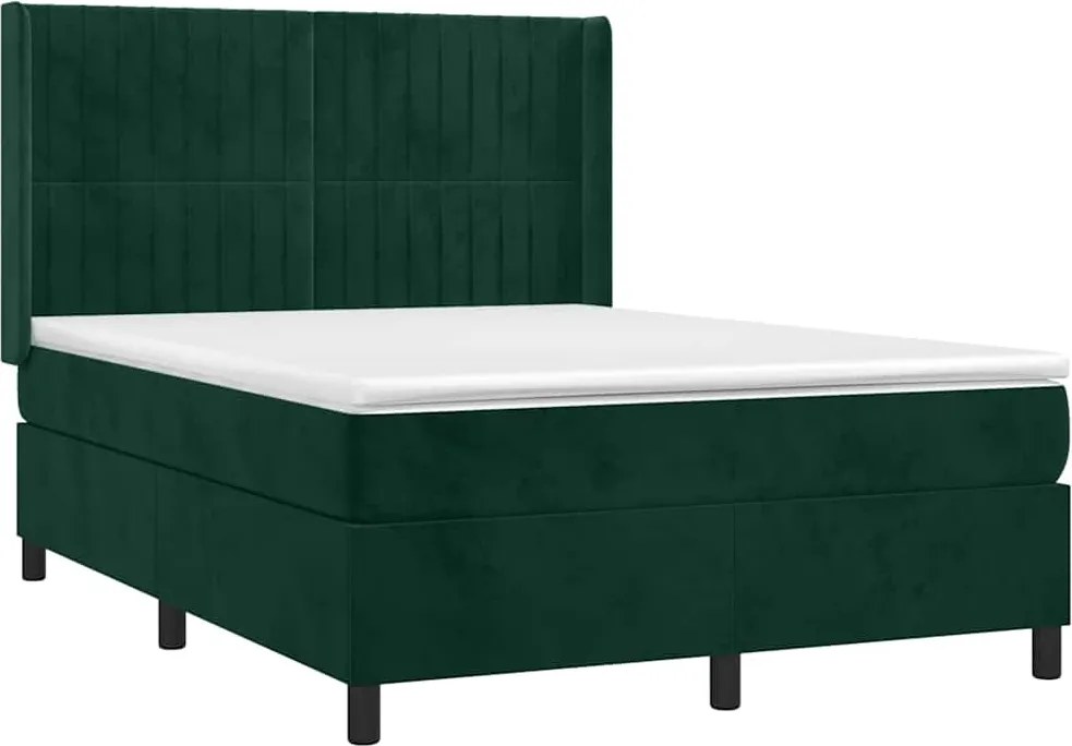 Box spring postel s matrací tmavě zelená 140x200 cm samet 3132804