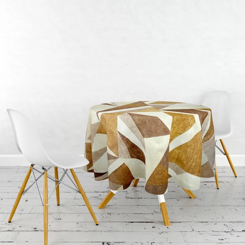 Ubrus PVC kulatý DC-530 – Hnědá geometrie (různé velikosti)