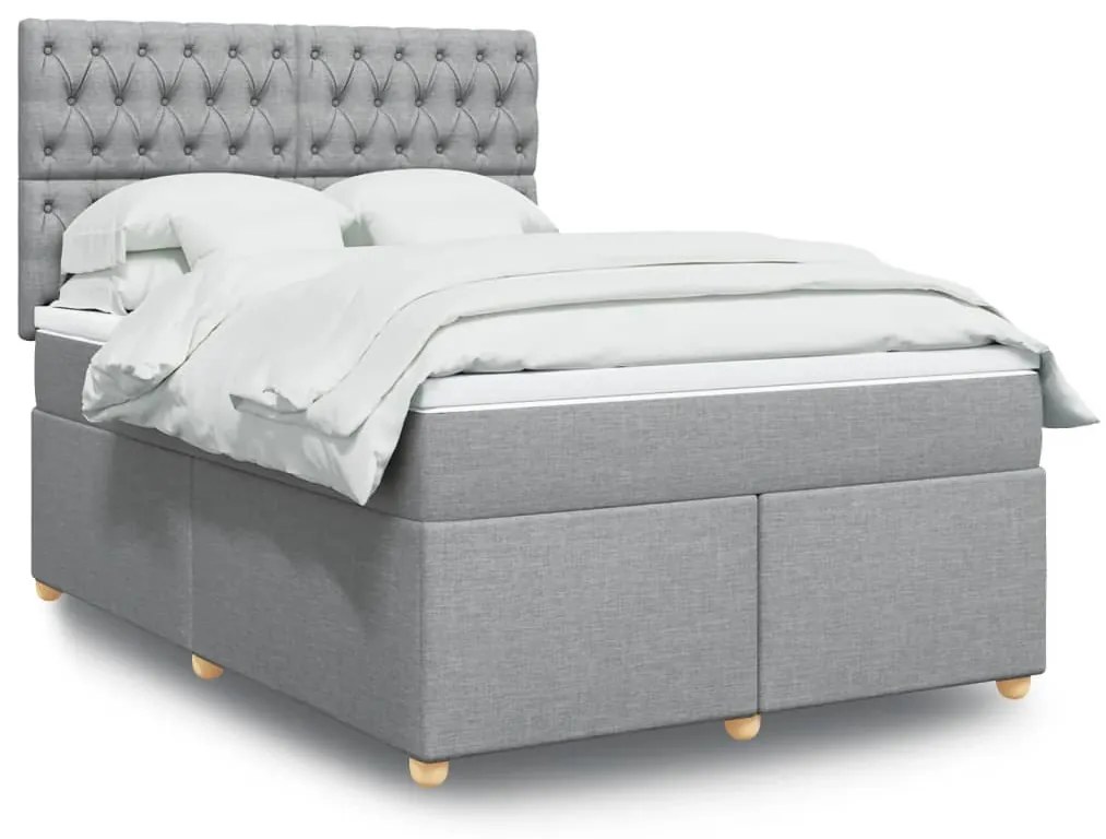Box spring postel s matrací světle šedá 140 x 200 cm textil 3293610