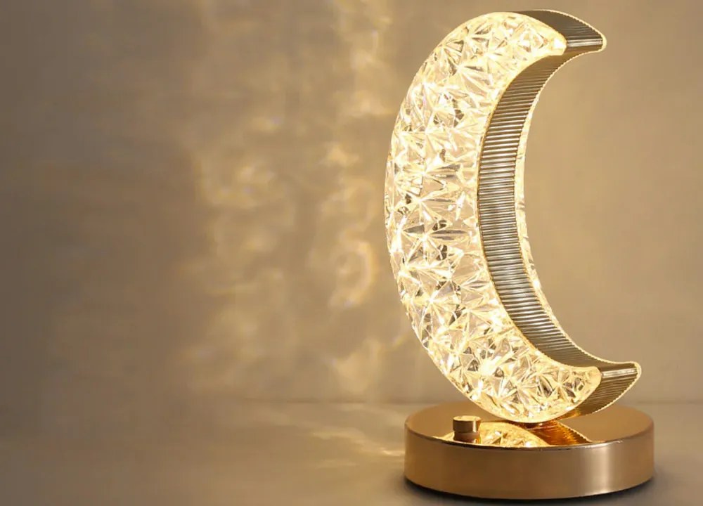 Verk Group Stolní lampa moon crystal led rgb usb