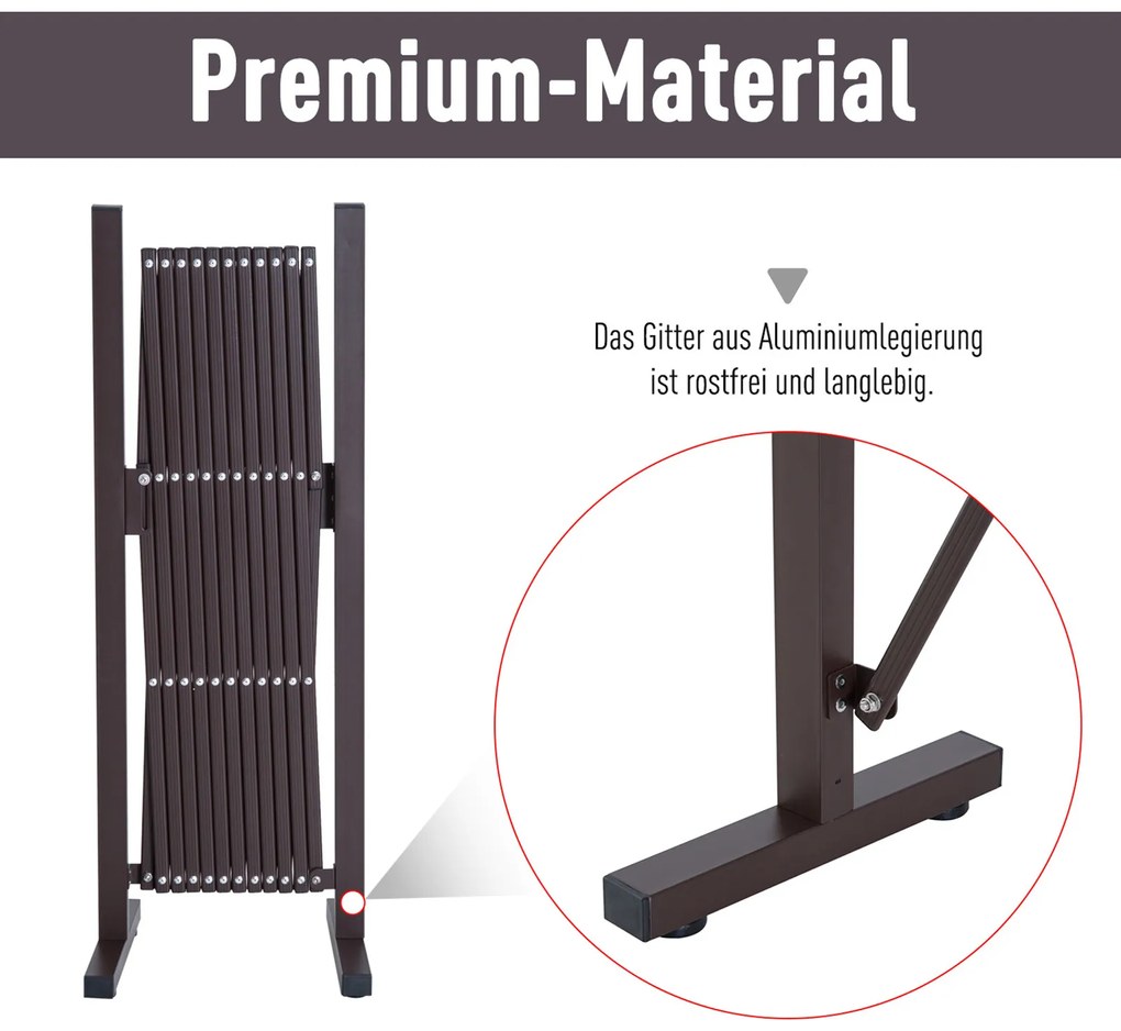 Outsunny nůžková mřížová brána, výsuvná 35-300 cm, ideální pro zahradu, hliník, hnědá, H103,5 cm| Aosom