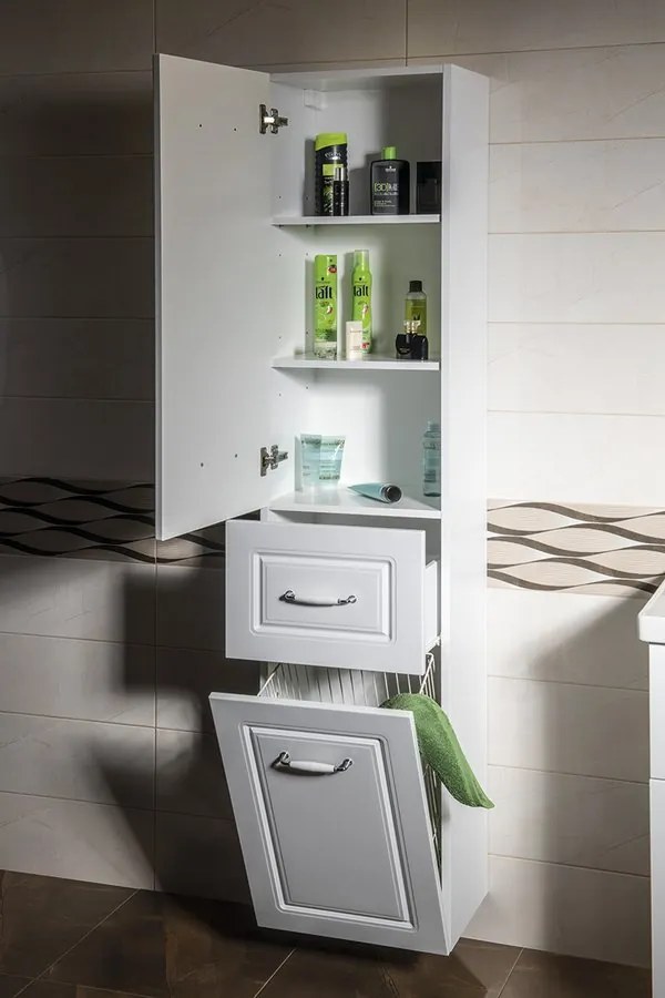 Aqualine Aqualine, FAVOLO skříňka vysoká s košem 40x184x31 cm, bílá mat, FV180