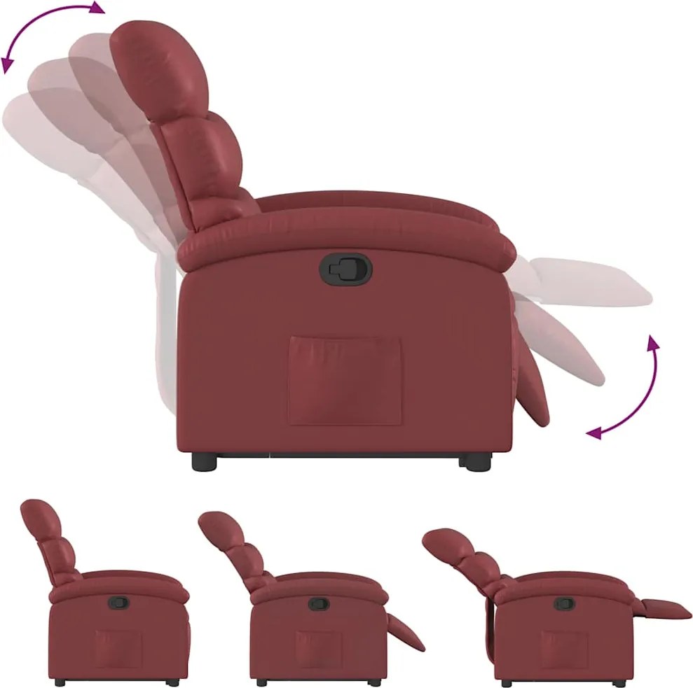 Zvedací polohovací křeslo vínové umělá kůže 3204044
