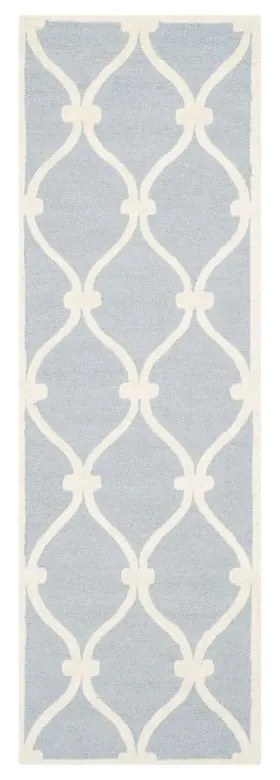 Modrošedý vlněný koberec Safavieh Hugo, 76 x 243 cm