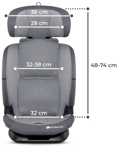 KINDERKRAFT - Autosedačka ONETO 3 i-Size (76-150 cm) + Isofix Cool grey
