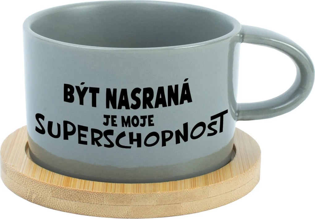 BÝT NASRANÁ JE MOJE SUPERSCHOPNOST - šedý hrníček makronka 200 ml