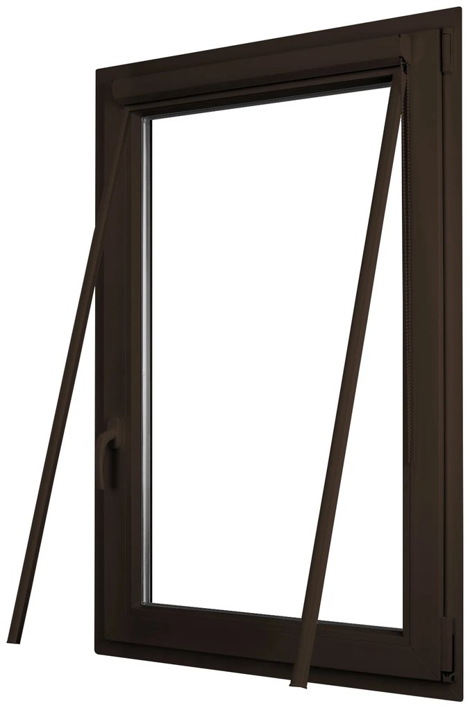 Dekodum Roleta den a noc v hnědé kazetě premium, barva látky Stříbro Šířka (cm): 79, Výška (cm): Balkonová (do 200 cm), Strana mechanismu: Práva